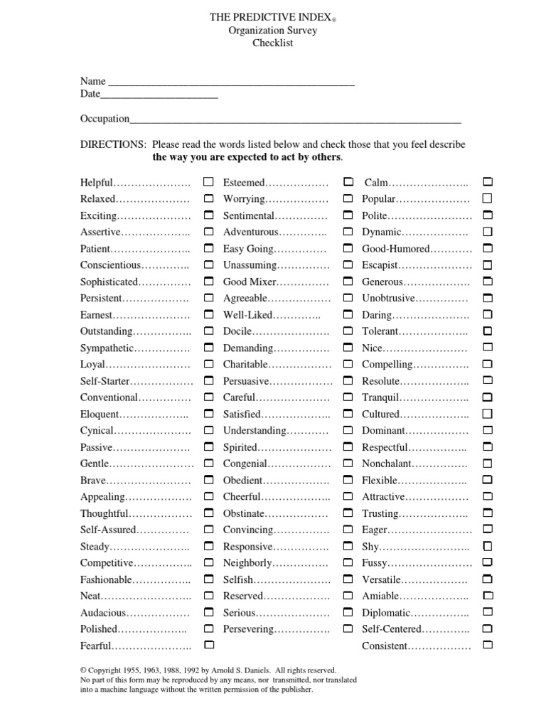 Blank Predictive Index - Fillable | PDF | Copyright Law | Law