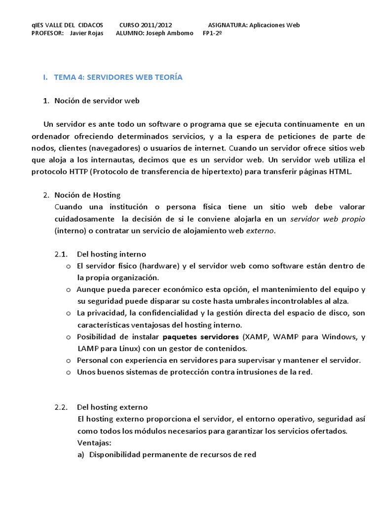 Resumen Servidores Web | PDF | Servidor web | Internet y web