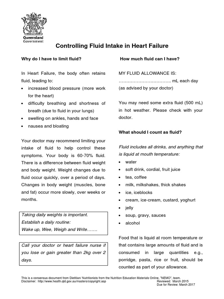 Controlling Fluid Intake in Heart Failure | Salt | Drink