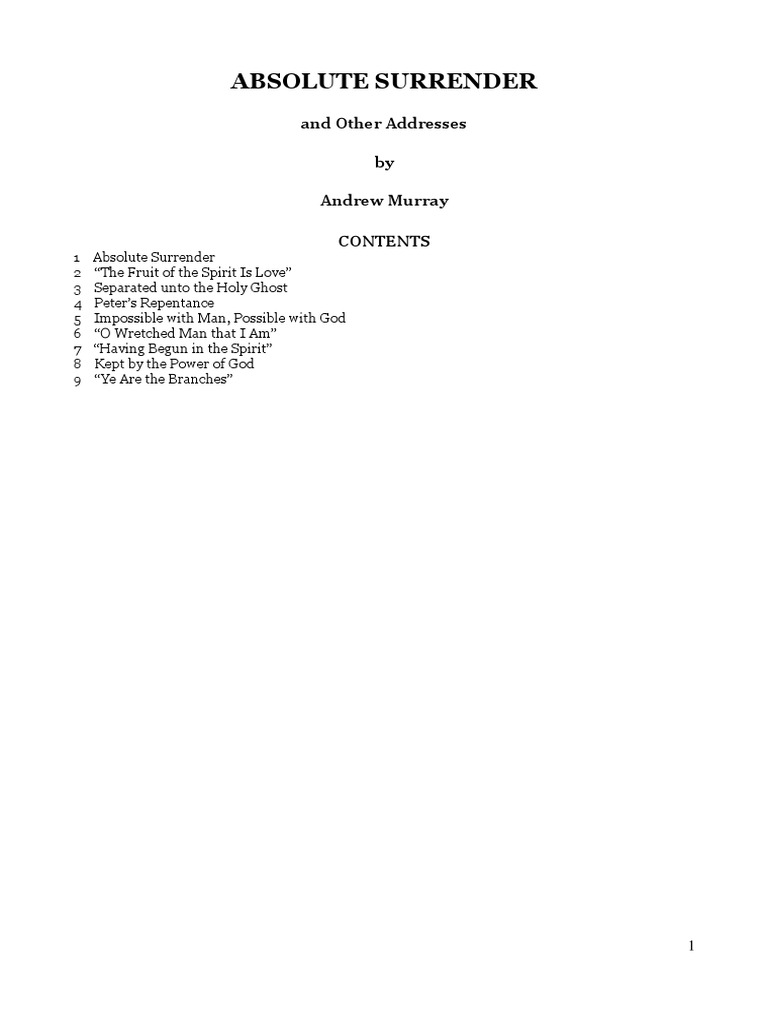 Absolute Surrender | PDF | Fruit Of The Holy Spirit | Jesus