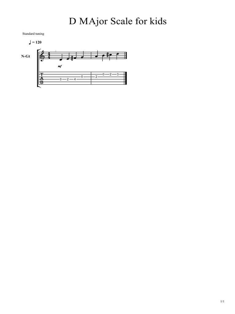 D Major Scale For Kids | PDF