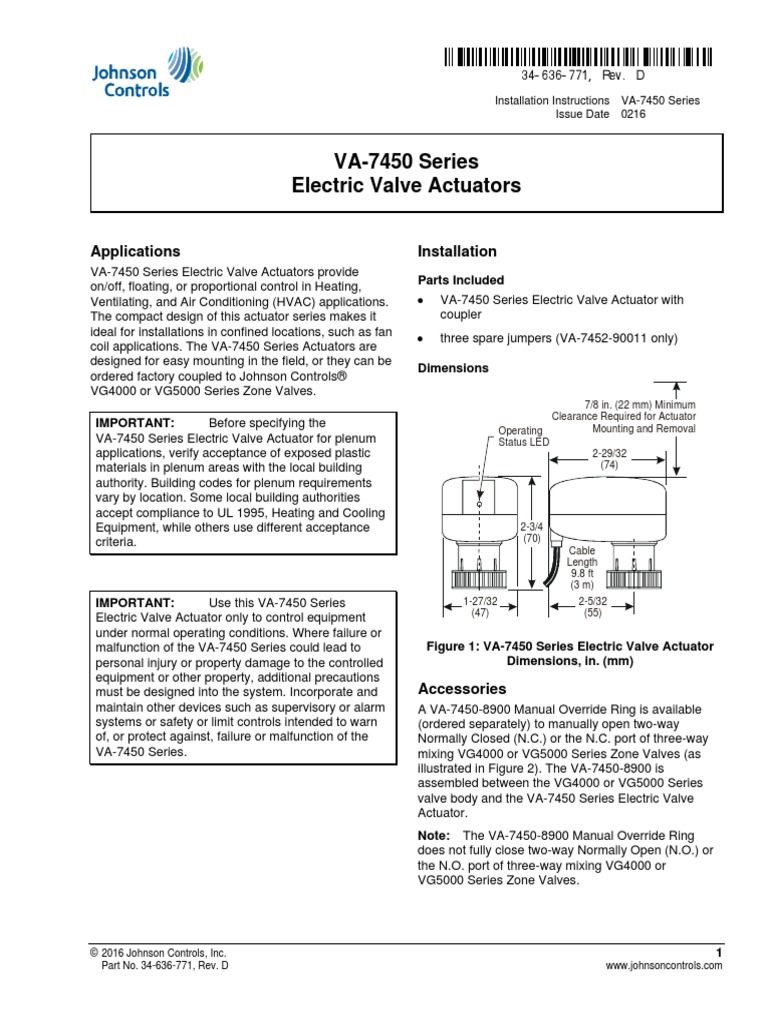 Electric Valve Actuators VA 7450 Series | PDF | Valve | Hvac