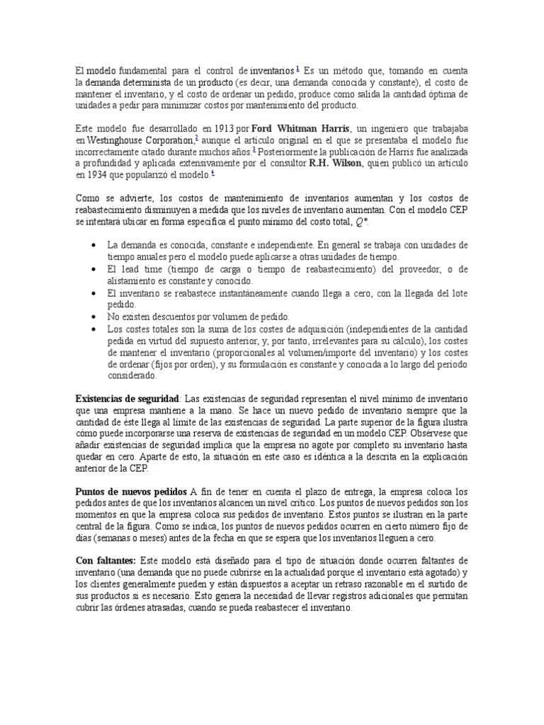 Modelo CEP: Control de Inventarios Eficaz | PDF | Inventario | Economias