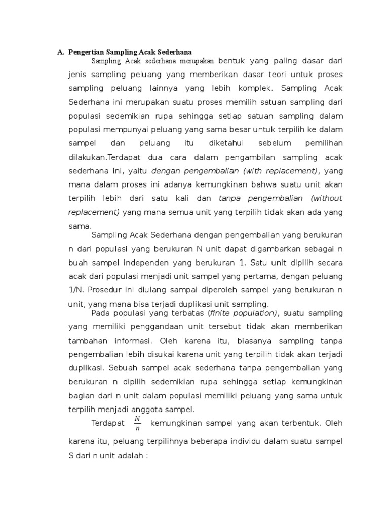 Sampling Acak Sederhana | PDF | Metode & Bahan Ajar