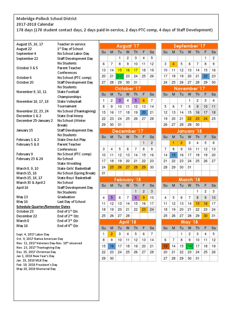 17-18 District Calendar | PDF | Observances | Holidays