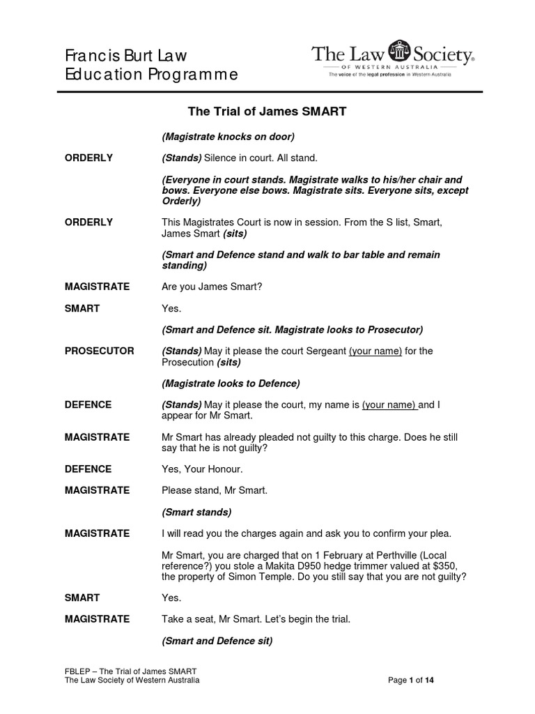 Magistrates Court Script | Download Free PDF | Plea | Reasonable Doubt