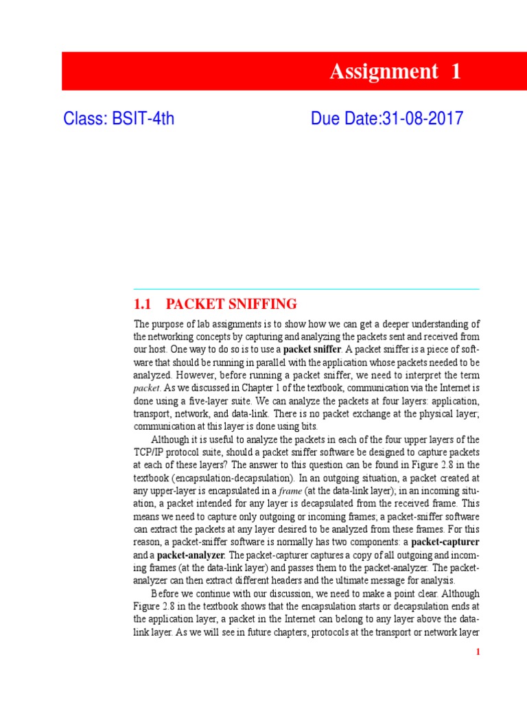 Assignment 01 Wireshark Pdf Network Packet Computer Network