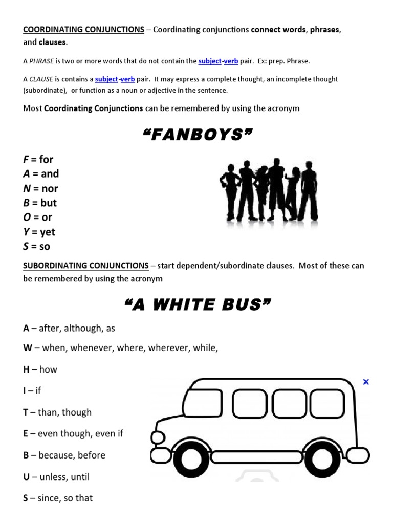 A White Bus Words Subinating Conjunction | Linguistic Typology ...