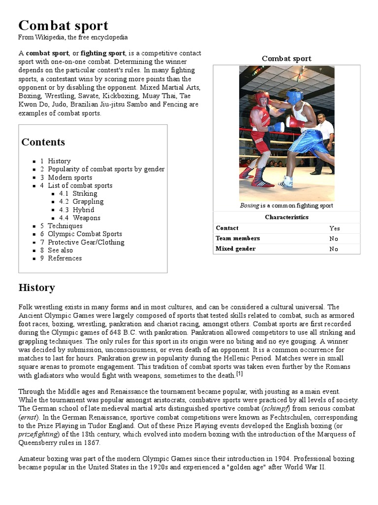 Combat Sport - Wikipedia | PDF | Combat | Individual Sports