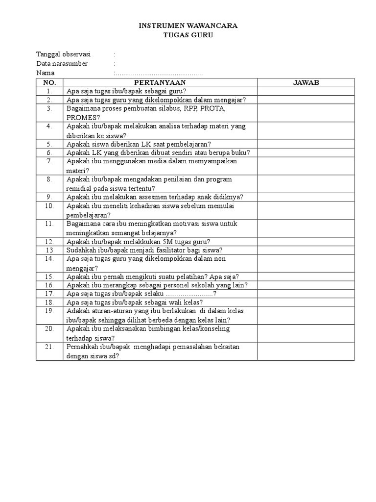 Instrumen Wawancara | PDF
