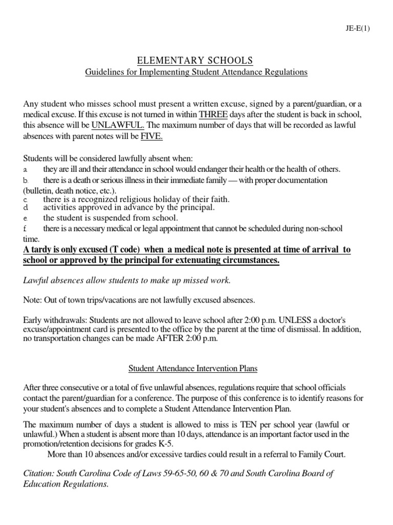Elementary Attendance Guidelines | PDF