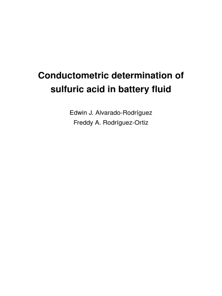 Conductometric Analysis of Sulfuric Acid | PDF | Titration | Chemistry