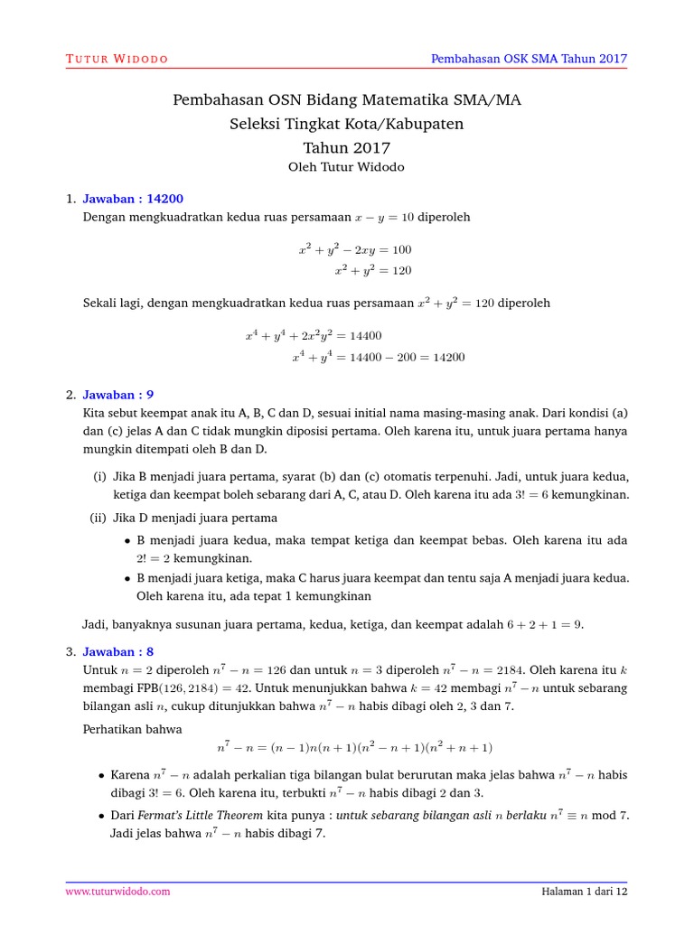 Solusi Osk Sma 2017 PDF | PDF