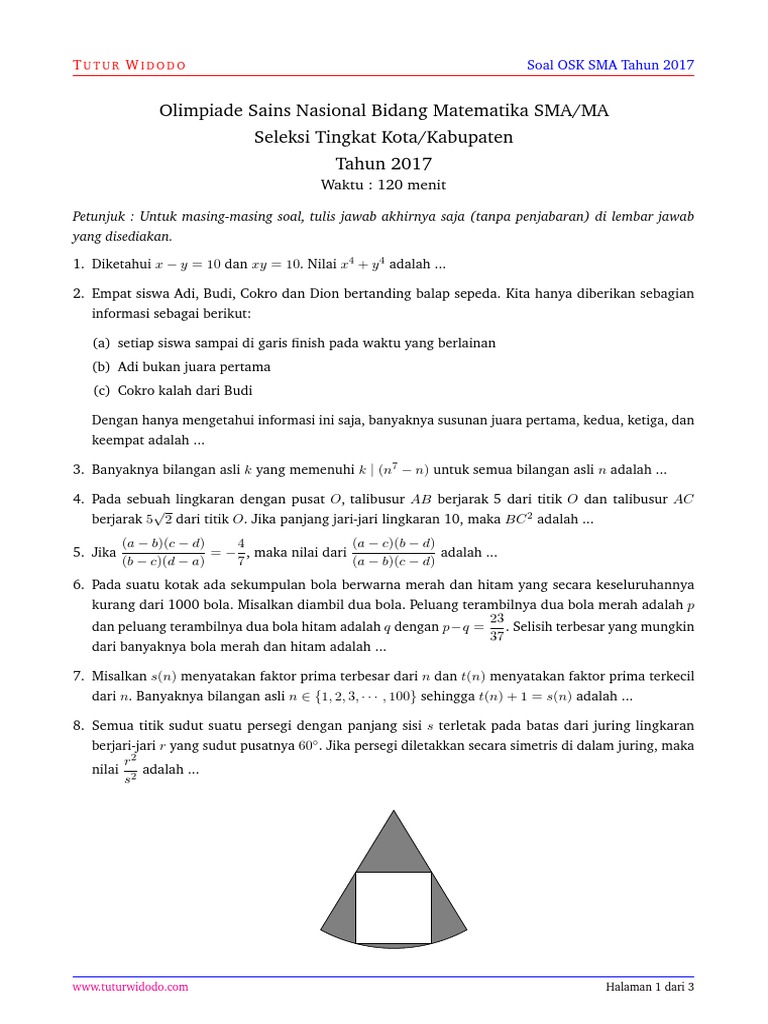 Soal Osk Sma 2017 PDF | PDF