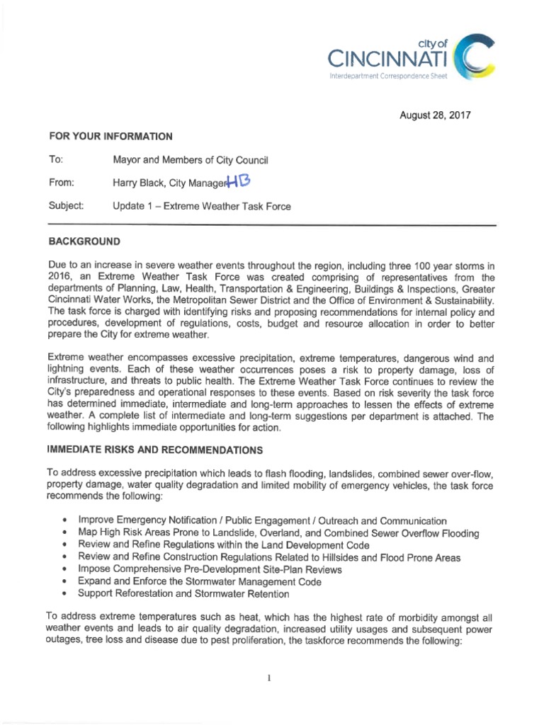 Extreme Weather Task Force Recommendations | PDF