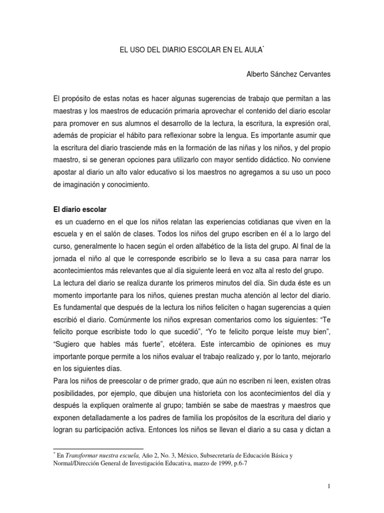 Uso Didáctico del Diario Escolar | PDF | Lectura (proceso) | Educación ...