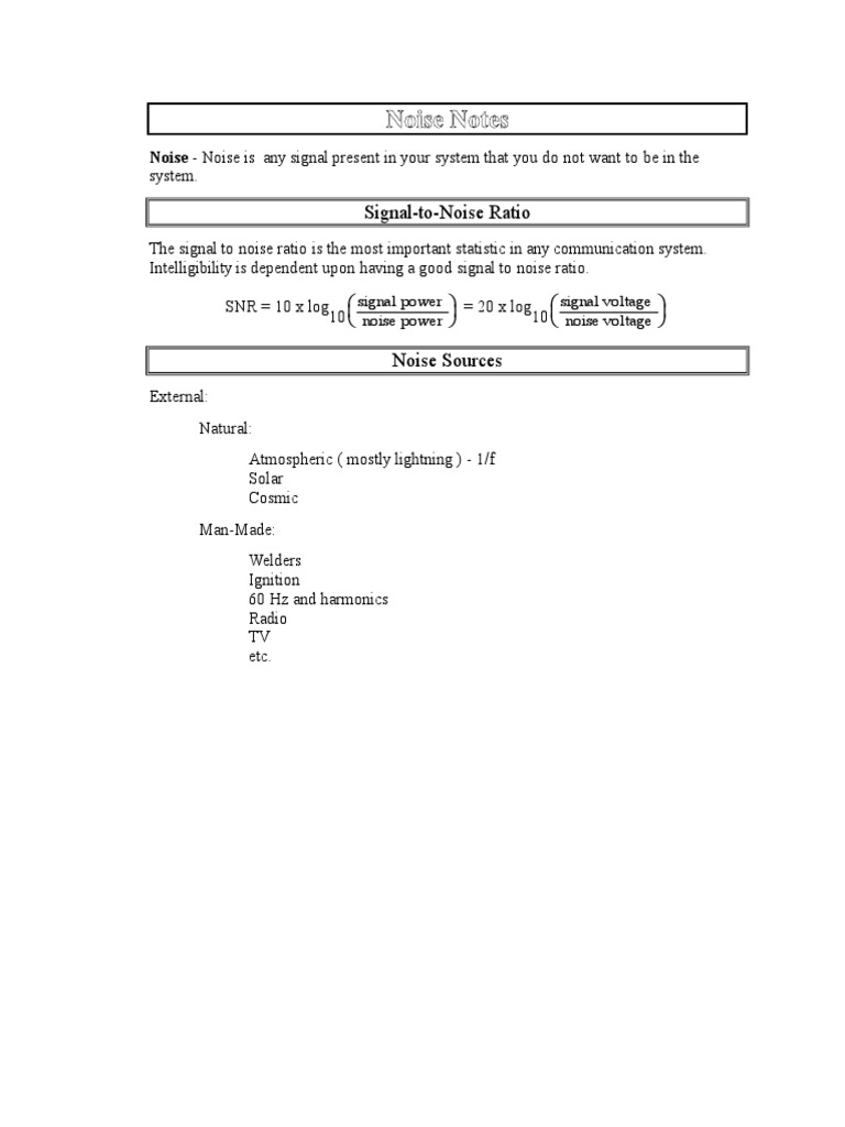 Noise | PDF | Bandwidth (Signal Processing) | Amplifier