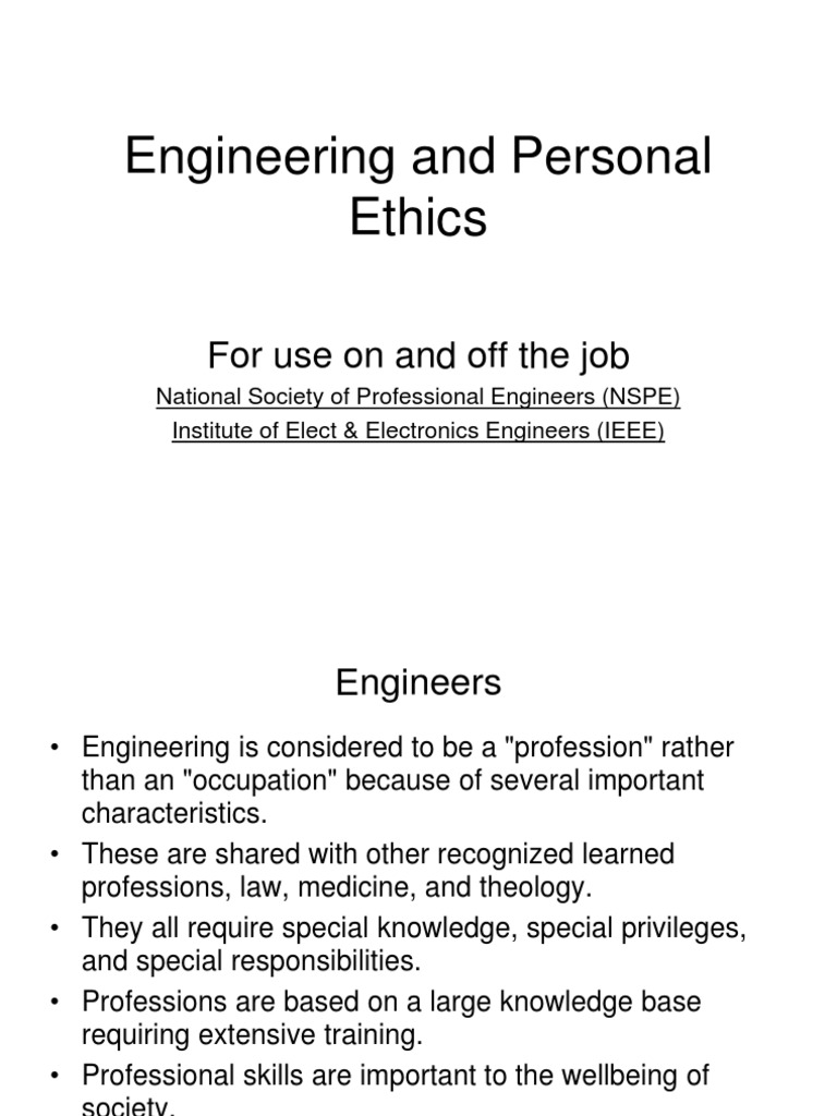 Engineering & Personal Ethics | PDF | Profession | Engineer