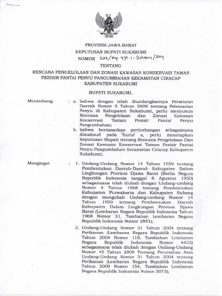 Keputusan Bupati Sukabumi Tentang RPZ Kawasan Konservasi Pantai Penyu ... Keputusan Bupati Sukabumi Tentang RPZ Kawasan Konservasi Pantai Penyu ...