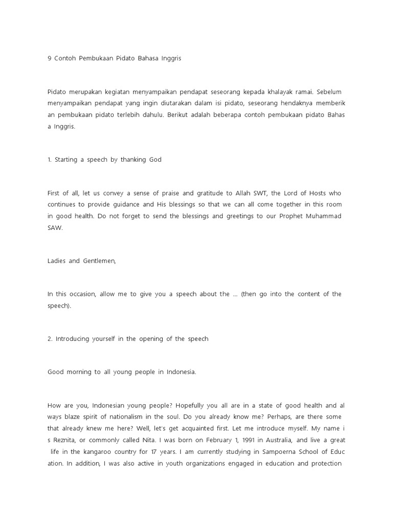 Nine Effective English Speech Introduction Examples | PDF | Religion ...