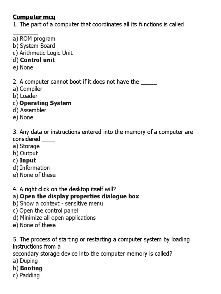 Computer MCQ | PDF | Computer Data Storage | Disk Storage