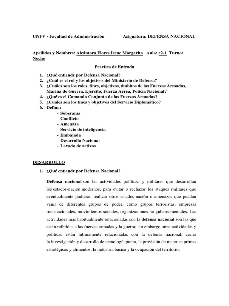 Prueba de Entrada Defnac - IRENE | PDF | Seguridad nacional | Gobierno
