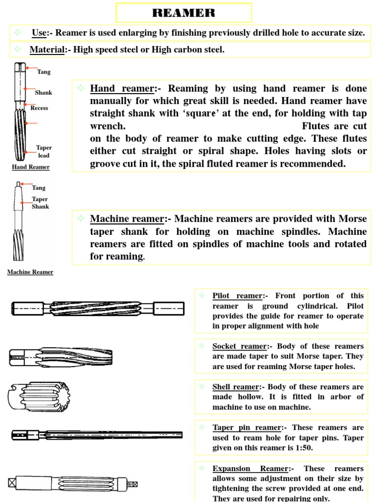 How Reamers Are Used to Enlarge Precisely Sized Holes | PDF