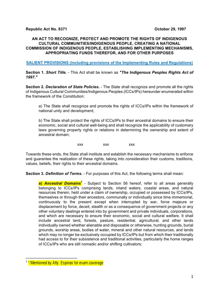 IPRA Outline (From the Law and IRR) | Ownership | Indigenous Peoples