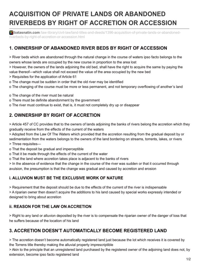 Accretion Rights on Abandoned Riverbeds | PDF | River | Ownership