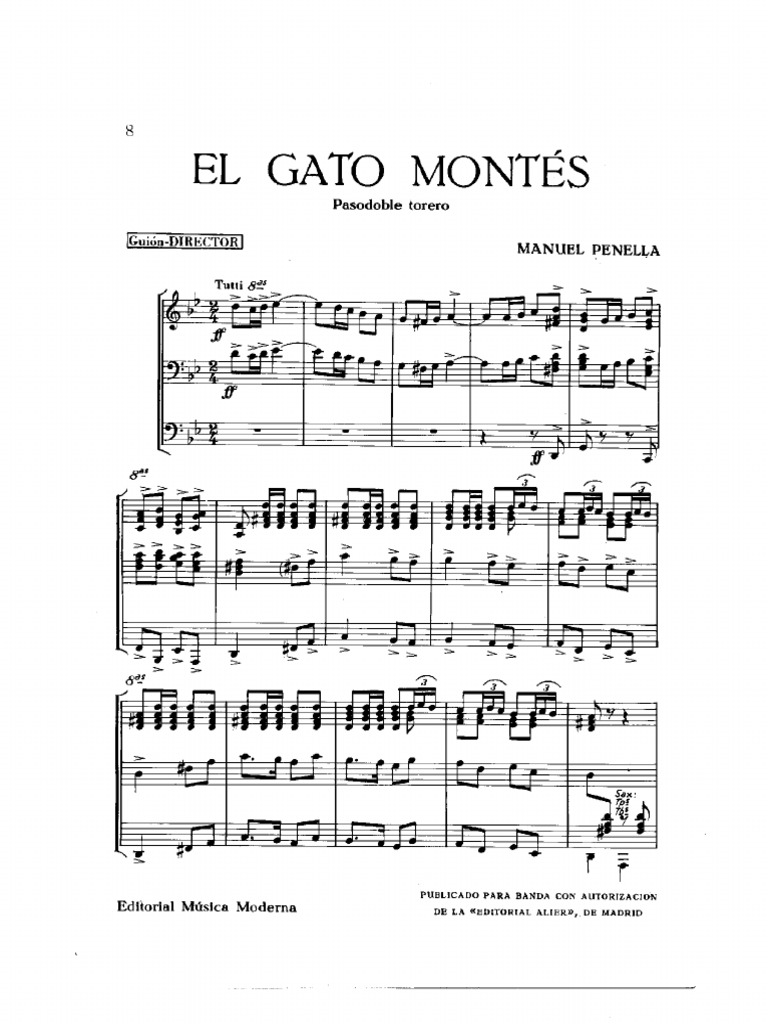 El Gato Montés - Pasodoble Torero - Manuel Penella PDF | PDF | Ópera ...