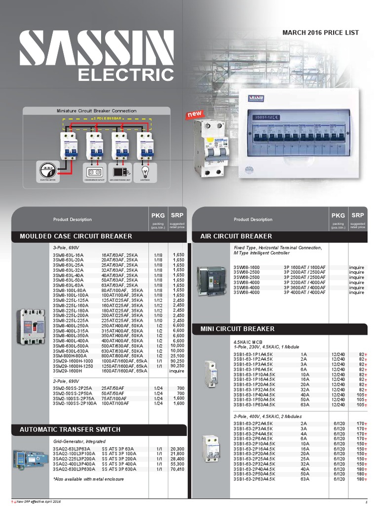SASSIN Electric Price ListMARCH2016 PDF Machines Mechanical
