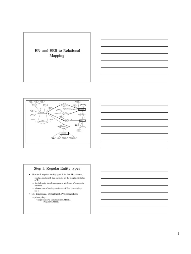 ER-and-EER-to-Relational Mapping: - For Each Regular Entity Type E in The ER Schema | PDF ...