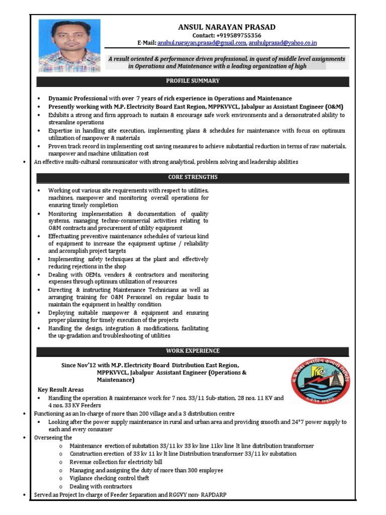 CV | PDF | Electrical Substation | Electric Power