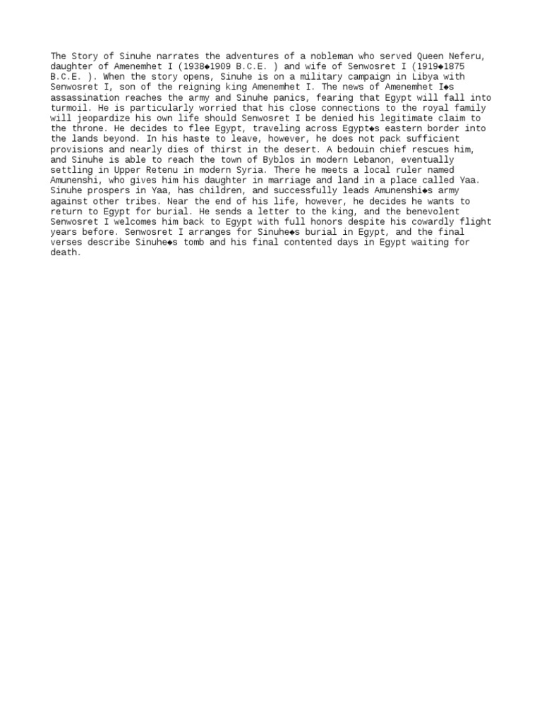 Sinuhe's Flight and Return to Egypt | PDF | History