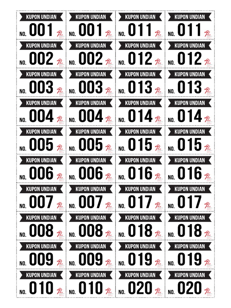 Kupon Undian 1-20 | PDF