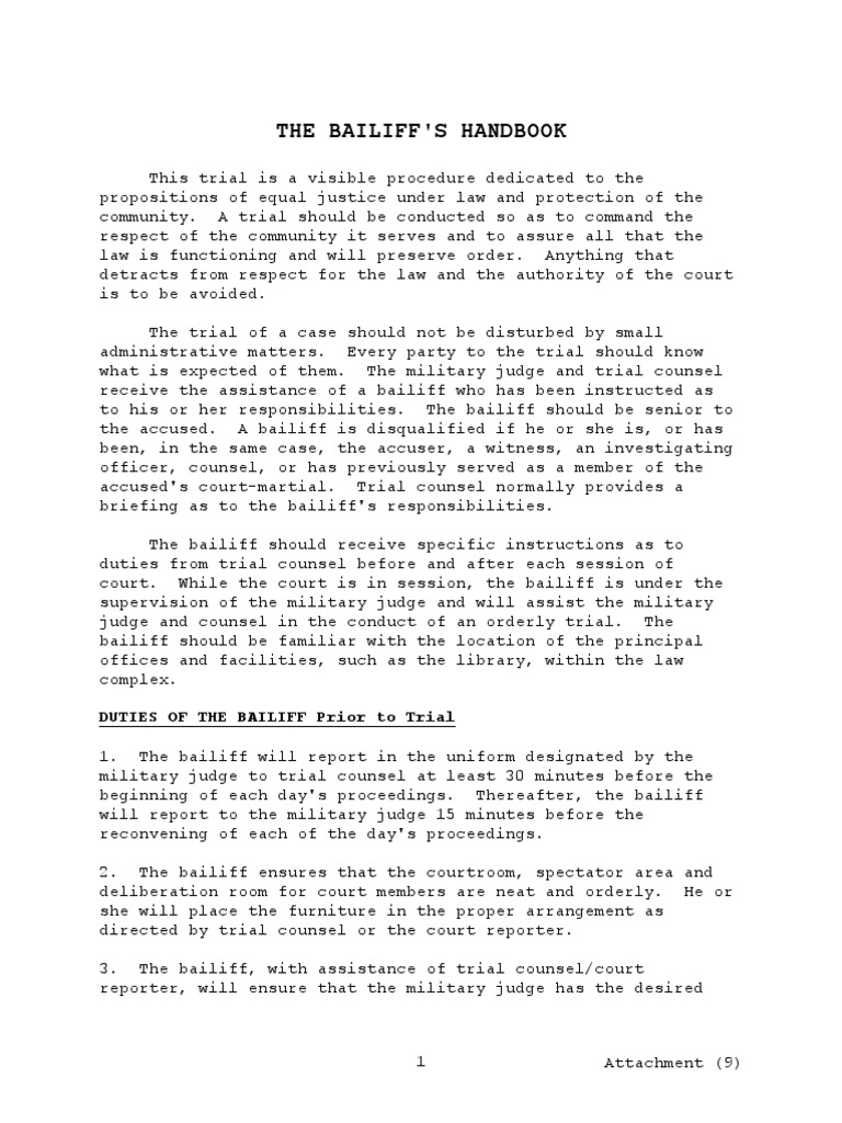 Bailiff's Handbook | PDF | Courtroom | Judge