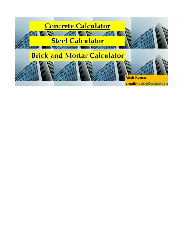 Concrete Steel Brick Building Construction Calculator | PDF | Yard | Volume