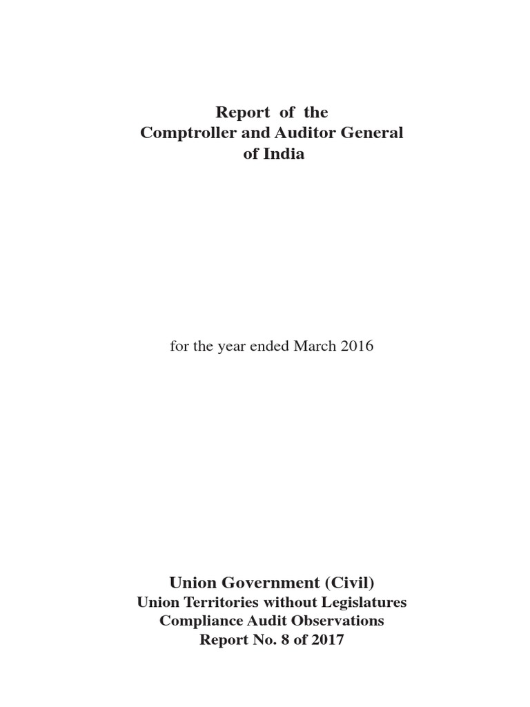 CAG Report No. 8 of 2016-17 | Auditor's Report | Audit