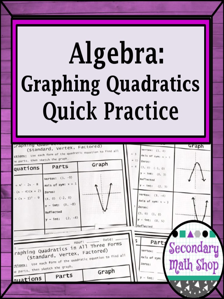 Algebra Graphing Quadratics Using All Three Forms Quick Practice ...