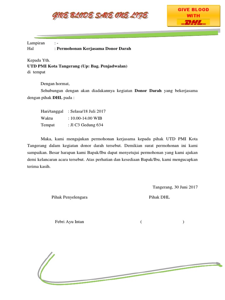 Surat Permohonan Donor Darah | PDF
