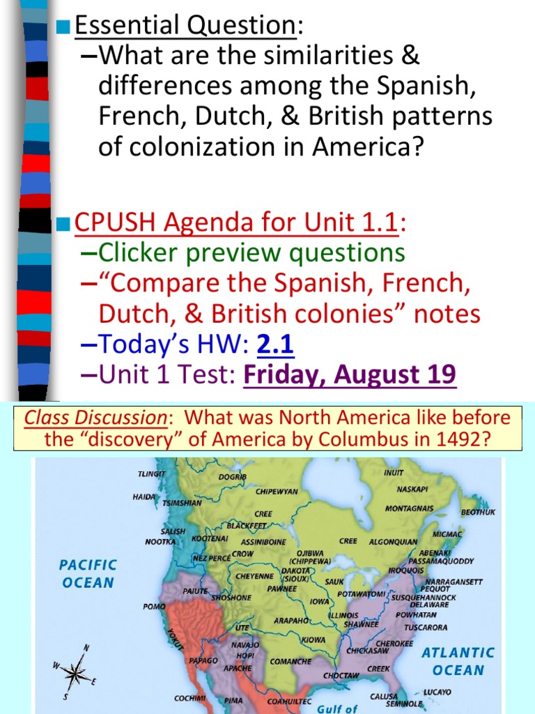CPUSH Agenda For Unit 1.1: - "Compare The Spanish, French, Dutch ...
