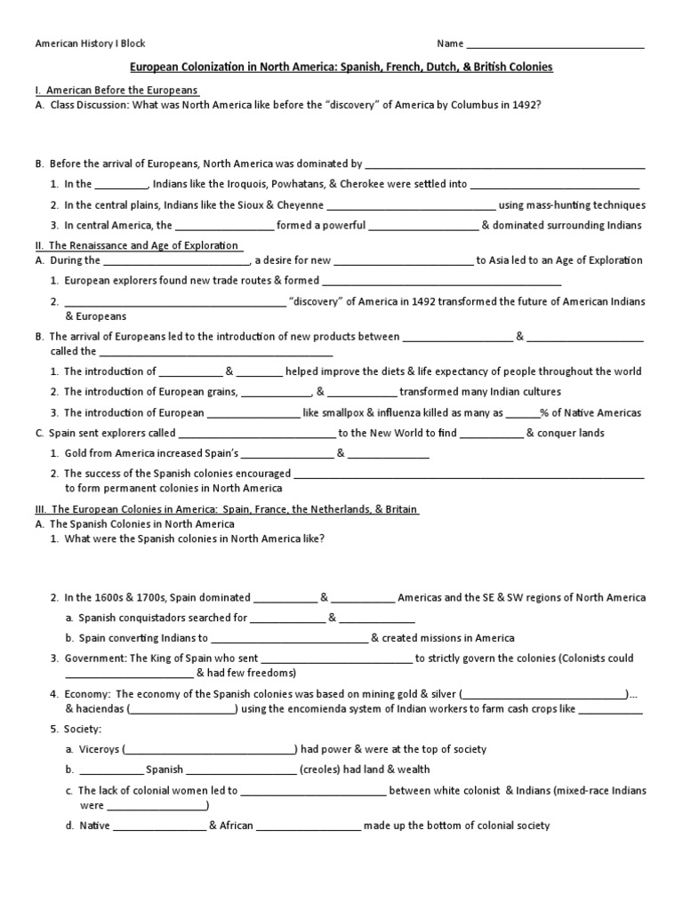 European Colonization in North America: Spanish, French, Dutch ...