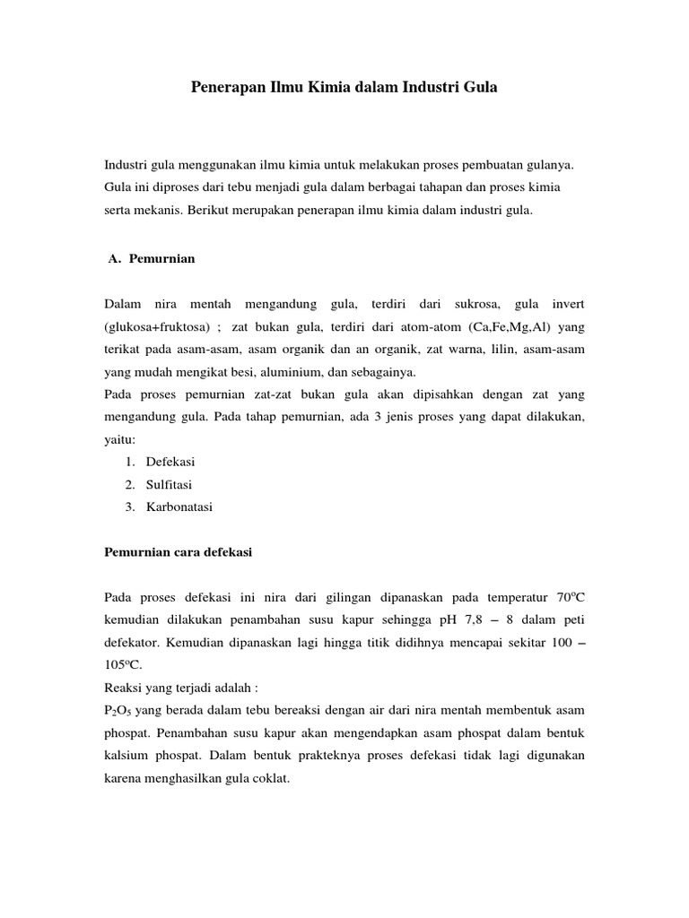 KIMDAS Penerapan Ilmu Kimia Dalam Industri Gula | PDF