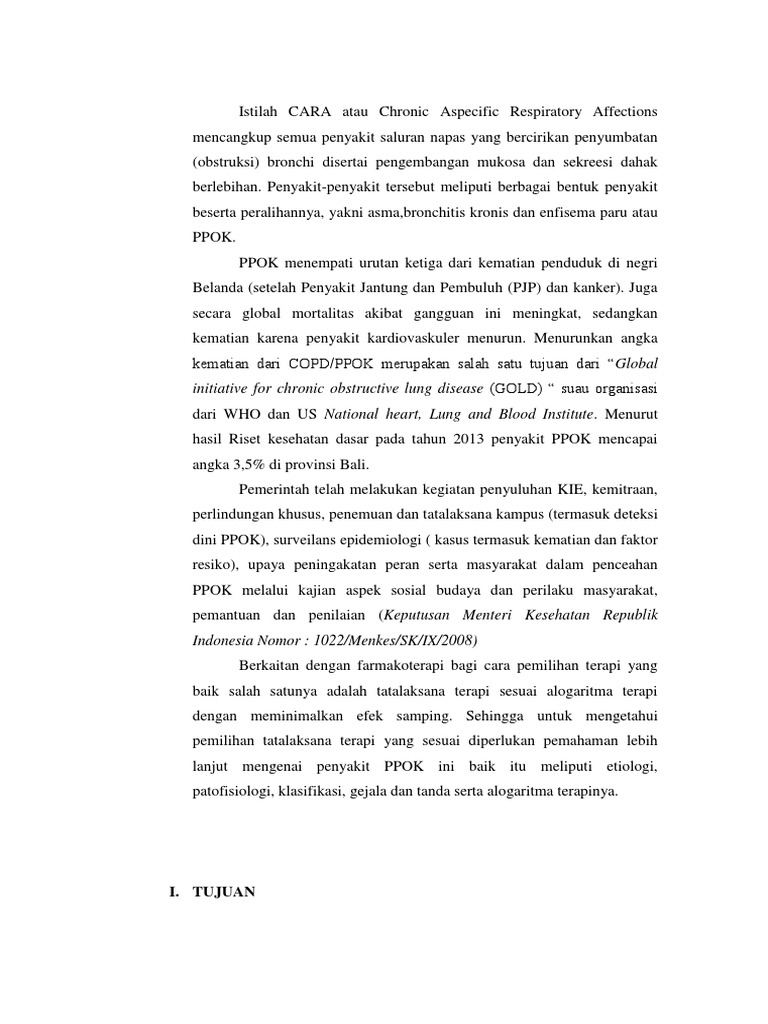 COPD dan PPOK: Etiologi, Gejala, dan Penatalaksanaan | PDF