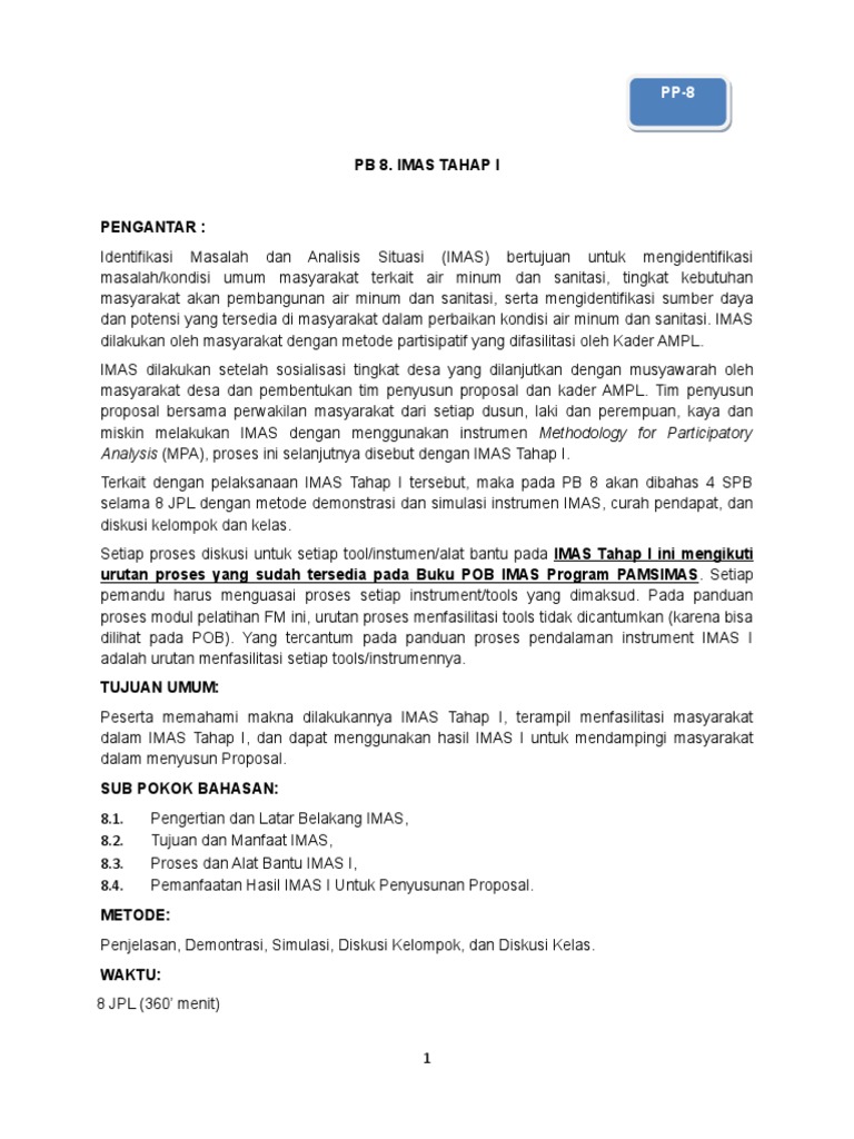 PP 8. Imas Tahap I | PDF