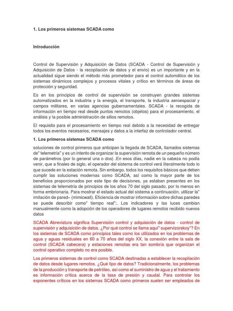 Historia Scada | PDF | Scada | Adquisición de datos