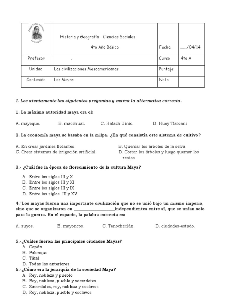 Civilización Maya: Preguntas y Respuestas | PDF | Civilización maya ...