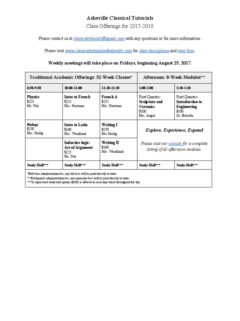 Class Offerings 2017-2018 4 | PDF | Nature
