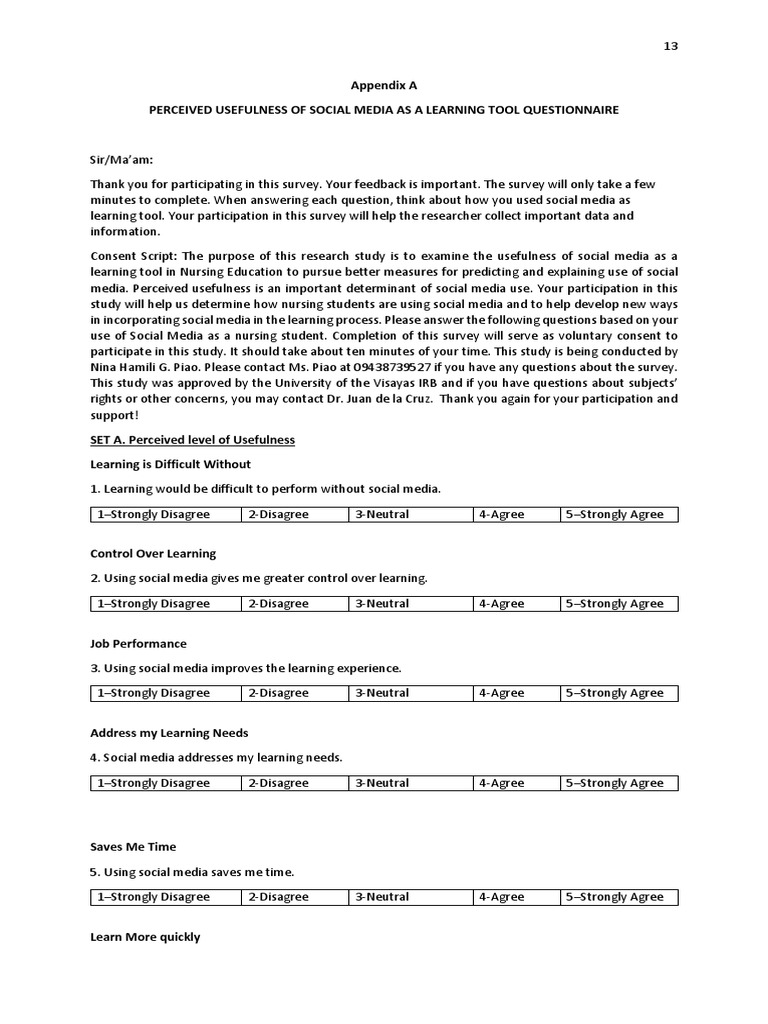 Social Media as a Learning Tool Survey | PDF | Social Media | Popular ...