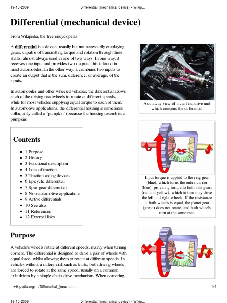 Differential (Mechanical Device) - Wikipedia, The Free Encyclopedia ...